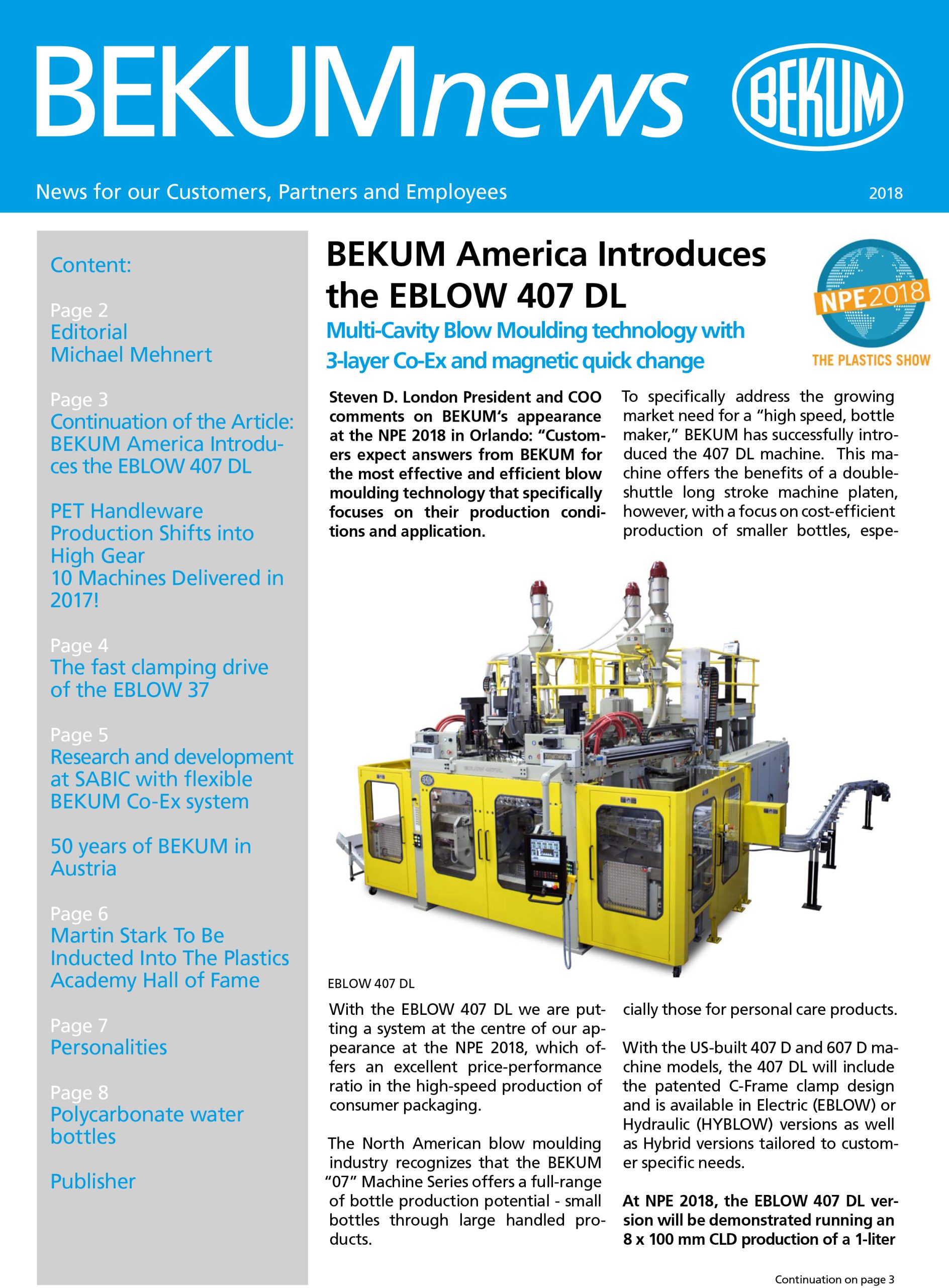Bekum News Autumn 2018 - Bekum America Corporation